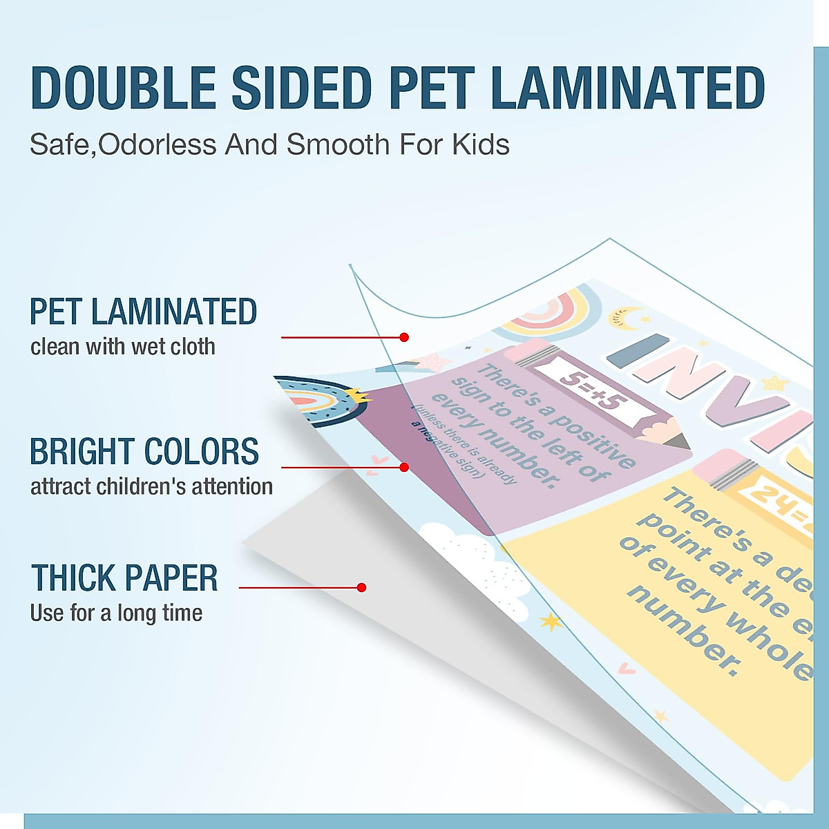 Fulmoon 2 Pcs Educational Math Posters Invisible Mathematics Concept Posters Classroom Banner Decoration Bulletin Board and Wall Decor for Elementary Middle School Supplies (Boho)