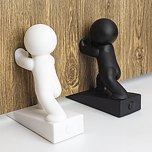 Cute Door Stopper, 2 Pack Door Stop, Flexible and Effective to Keep Your Door Open, White+Black (Patented)