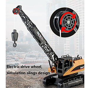 Adepe RC Truck Crawler Tower Crane Model Lifiting Cable Remote Control Excavator Tractor Digging Engineering Toy Construction Vehicle, Electric Crane Crawler Vehicle Toy Car Birthday Gifts