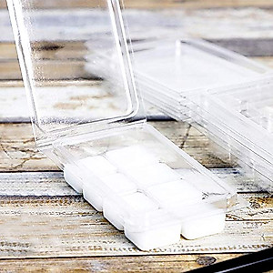 Perkisboby 50 Packs Wax Melt Clamshells Molds Square, 6 Cavity Clear Plastic Cube Tray for Candle-Making & Soap