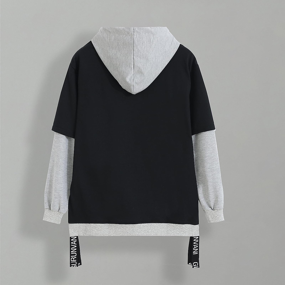 GURUNVANI Contrast Color Pullover Hoodie Mens Patchwork Hoodies Men，10W107GREY，Large