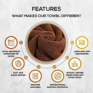PAWPUP Dog Towel Super Absorbent - Pack of 2 - Quick Drying Super Soft Microfiber Pet Towel for Dogs, Cats and Other Pets
