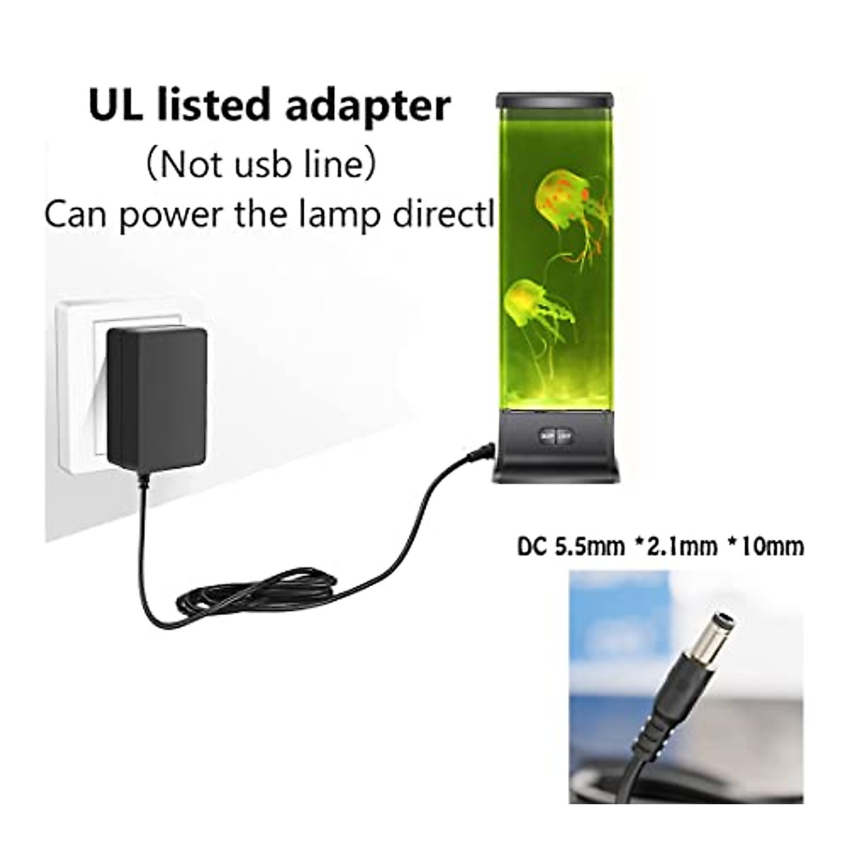 COLORLIFE Electric Jellyfish Tank Table Lamp with Color Changing Light Gift for Kids Men Women Home Deco for Room Mood Light for Relax(Black)