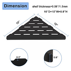 Xiarnotogi 10" Corner Shower Shelf, 1-Pack Bathroom Shelves for Tile Walls, SUS304 Stainless Steel Recessed Shower Shelf, Grout in Corner Organizer Shelves, Matte Black