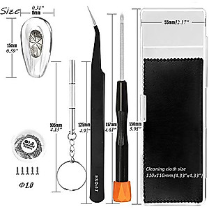 Eyeglass Nose Pads, TEKPREM Eyeglasses Repair Kit with 5 Pairs of Air Chamber Silicone Nose Pads,Screws,Screwdrivers,Curved Tweezer and Cleaning Cloth for Glasses and Sunglasses Nose Pad Replacement