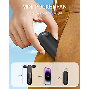 gofuch Portable Mini Fan, Small Handheld Fan 1800mAh,Battery Operated Pocket Fan USB Rechargeable, Personal Makeup Lash Fans, Gifts for Women Girls, Black