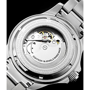 Mens Automatic Stainless Steel Professional DEPTHMASTER Dive Watch, 200 Meters Water Resistant, Brushed and Beveled Bracelet with Divers Safety Clasp and Screw Down Crown (Blue)