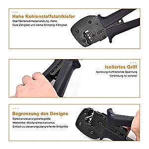 Solar PV Cable Crimping Tool for Solar Connectors, AWG14/12/10/8, 2.5/4/6/10mm2, Solar Crimper (black)