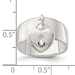 IceCarats 925 Sterling Silver Dangling Lock Ring Size 6