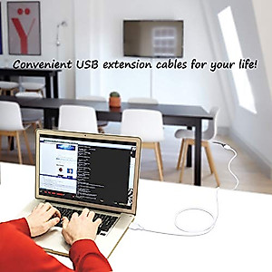 Costyle USB Extension Cable White 15Ft, USB 2.0 Extension Cord Type A Male to A Female White USB Extender Cable for Hard Drive, Security Camera,Printer, USB Keyboard,Mouse
