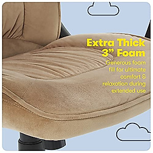 Serta Hannah Executive Microfiber Office Chair with Headrest Pillow, Adjustable Ergonomic with Lumbar Support, Soft Fabric, Plush Beige