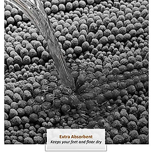 Clara Clark Chenille Bathroom Rugs, Ultra Soft Plush Shaggy Bath Mats for Bathroom, Machine Washable Non Slip Backing Rubber Bath Rug Set, 3 Piece Bathroom Rug Set, Gray