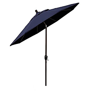 California Umbrella GSPT908117-5439 9' Round Aluminum Market, Crank Lift, Push Button Tilt, Bronze Pole, Sunbrella Navy Patio Umbrella, 9-Feet