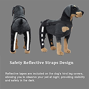 Dog Knee Brace Adjustable Dog Double Rear Leg Brace with Metal Hinged Flexible Support and Reflective Seat Belts Dog Acl Brace Hind Leg Black (XS)