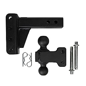 BulletProof Hitches 2.0" Adjustable Medium Duty (14,000lb Rating) 2" Drop/Rise Trailer Hitch with 2" and 2 5/16" Dual Ball (Black Textured Powder Coat)