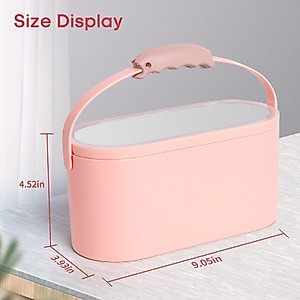 Buqikma Portable Makeup Bag with Light Up Mirror and Silicone Handle