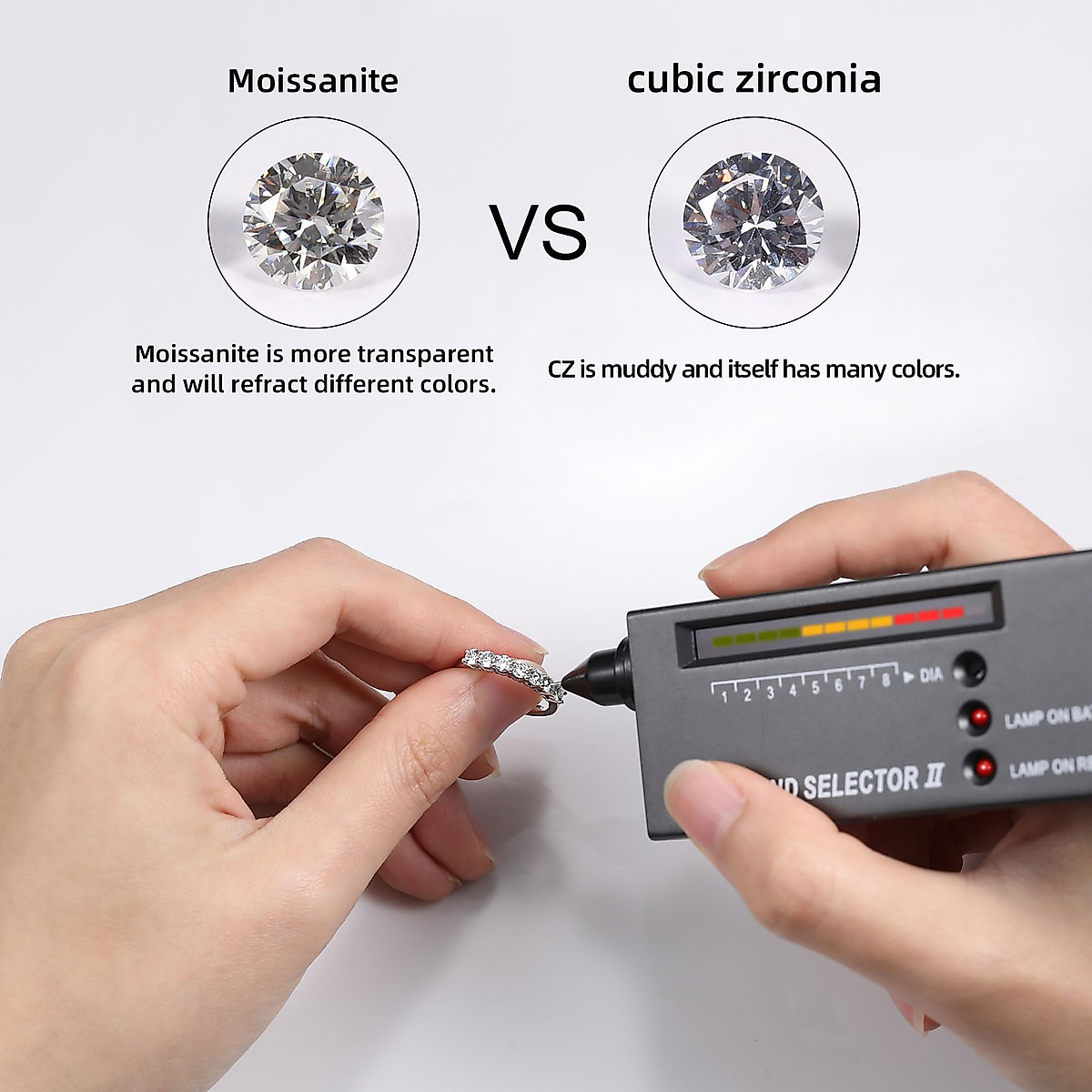 Ladylike Moissanite Wedding Band for Women 925 Sterling Silver Wedding Rings 0.7ct D Color VVS1 Lab Created Half Eternity Stackable Anniversary Rings for Her