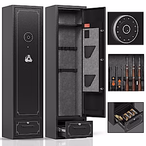 SAPITAL 6 Gun Safe,Gun Safes for Home Rifle and Pistols,Gun Cabinet,Rifle Safe,Gun Cabinet for Rifles and Shotguns,Gun Safes & Cabinets with Drawer and Removable Shelf (6 Gun Safe - Digital)
