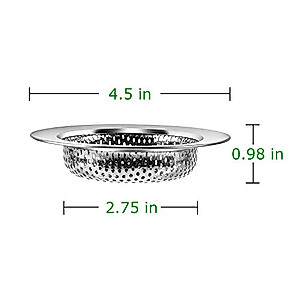 Iafand 2 Pack Stainless Steel Kitchen Sink Strainer Drain Plug Filter Strainer With Large Wide Rim 4.5" for Kitchen (4.5inch)