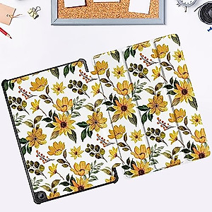 TWOLSKOO Case for Amazon Fire Max 11 Tablet (13th Generation, 2023 Release), [Sleep/Wake Support] Trifold & Shockproof Hard Back Shell Stand Cover - Sunflowers FMX490