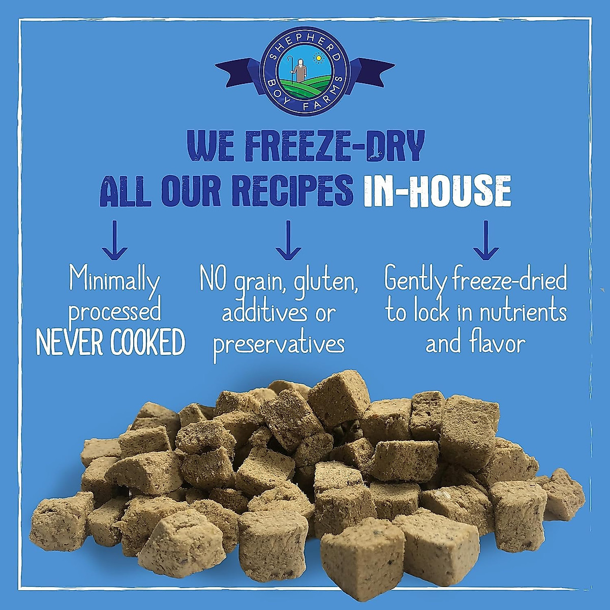 Shepherd Boy Farms Freeze Dried Raw Dog Food (Alligator Recipe), All Natural Raw Dog Food, 14 oz Bag, Freeze-Dried Dog Food, Made in USA, Novel Protein, Raw Nutrition, Food Topper or Complete Meal