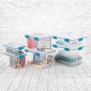 Sterilite 80 Quart Clear Plastic Stackable Storage Container Box Bin with Air Tight Gasket Seal Latching Lid Long Term Organizing Solution, 8 Pack