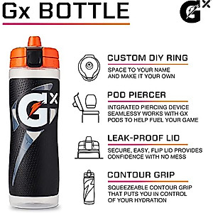 Gatorade Gx Hydration System, Non-Slip Gx Squeeze Bottles, Marble Black & Gx Hydration System, Non-Slip Gx Squeeze Bottles, Marble Blue
