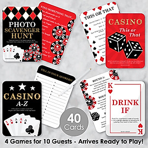 Big Dot of Happiness Las Vegas - 4 Casino Party Games - 10 Cards Each - Gamerific Bundle
