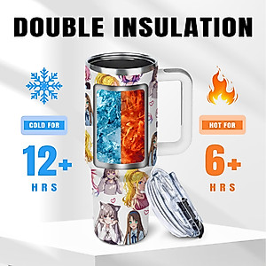 NIAXAUYT Anime Gifts for Women Girls, 40oz Just A Girl Who Really Loves Anime Tumbler With Handle, Birthday Gifts for Anime Lovers/Fans Girls Cup, Anime Themed Gifts Ideas for Teen Sister Friends Mug