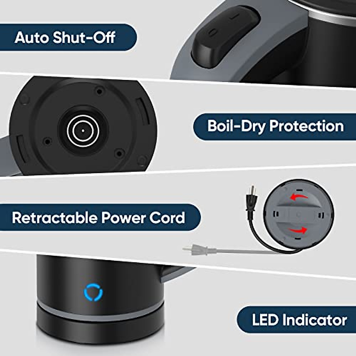 EVATEK Small Electric Kettle, Travel Mini Hot Water Boiler Heater, 304 Stainless Steel 0.8L Portable Electric Kettles for Boiling Water, 5 Mins Coffee Kettle Travel Teapot with Auto Shut-Off