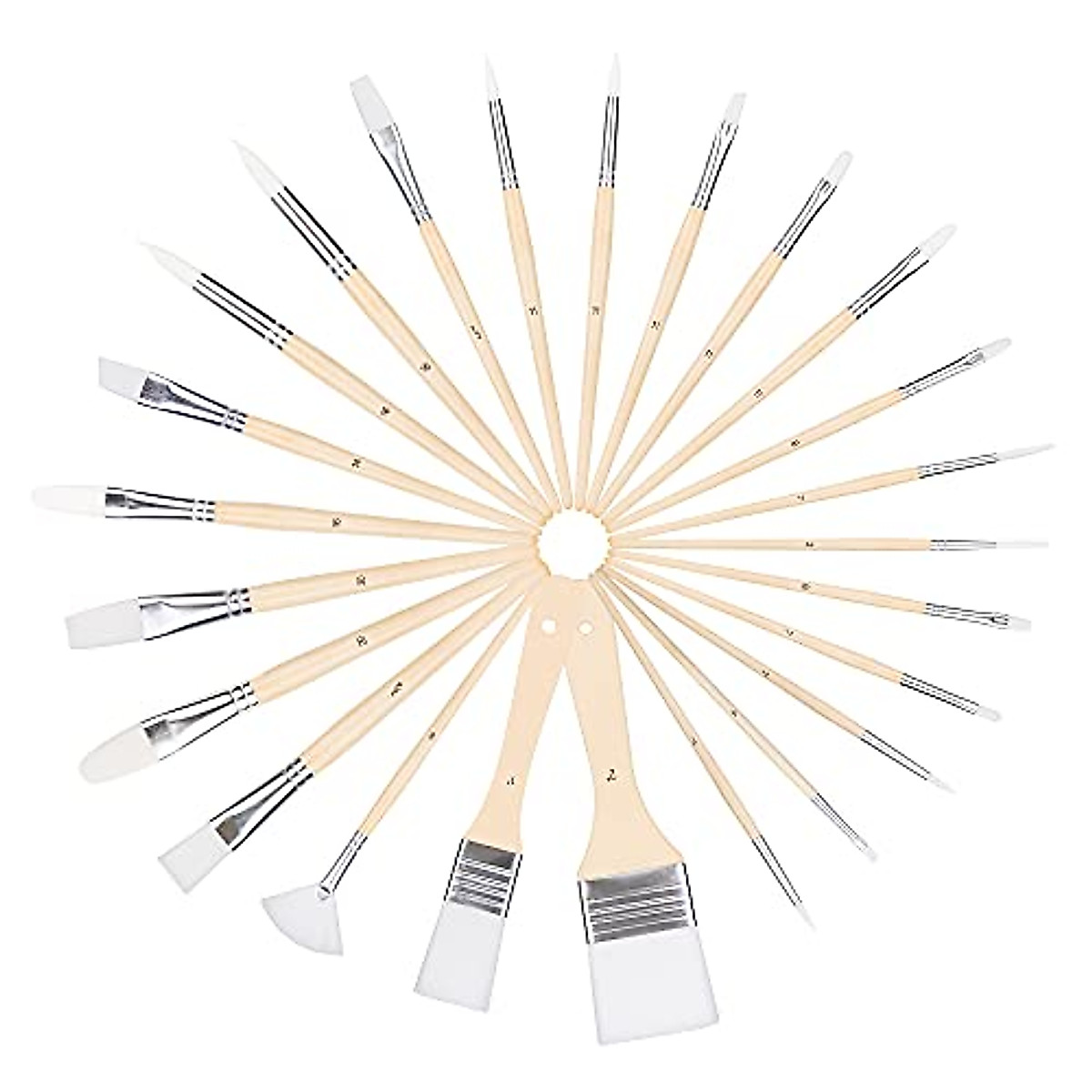 Amazon Basics Paint Brush Set, Multi-shaped Nylon Paint Brushes for for Acrylic, Oil, Watercolor, Gouache, 24-Piece