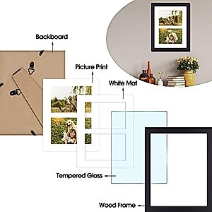 Golden State Art, 4x6 Double Picture Frame in Black - 8x10 Collage Frame, Solid Wood with Tempered Glass - Horizontal and Vertical Formats for Wall and Tabletop, 1 Pack