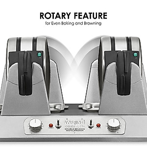 Waring Commercial WW300BX Double Side by Side Belgian Waffle Maker, Coated Non Stick Cooking Plates, Produces 75 Waffles Per Hour,208V, 2700W, 6-15 Phase Plug
