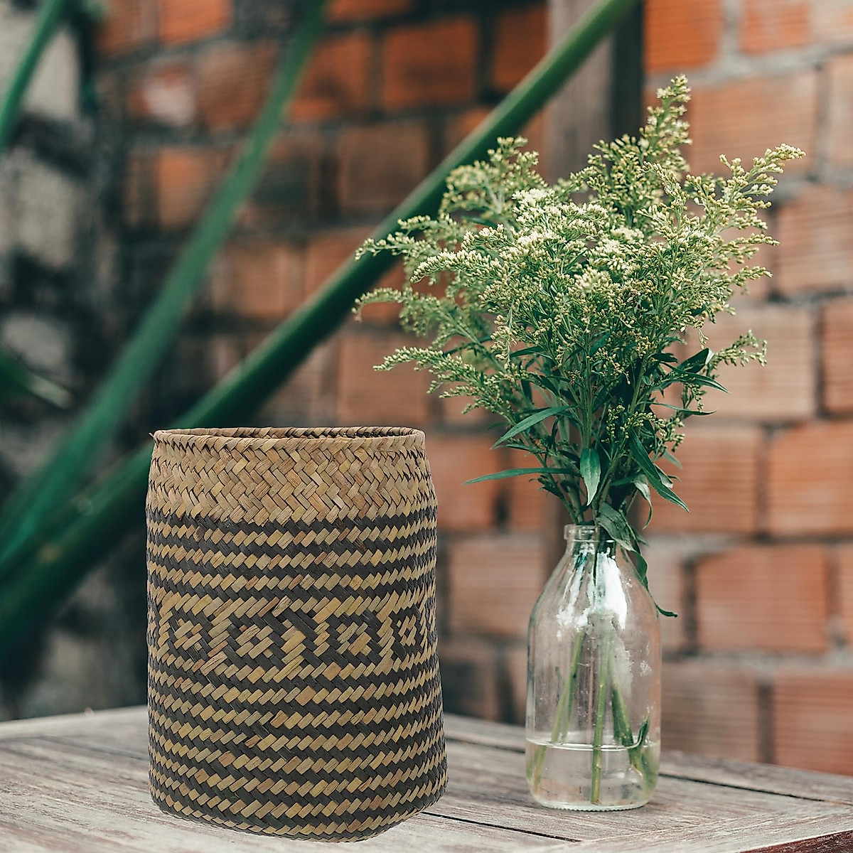 Cabilock Wastebasket Egg Storage Basket Wardrobe Baskets Wicker Waste Basket Sundries Basket Clothes Basket Office Trash Cans Convenient Waste Basket Straw Rope Floor Child Small Trash Can