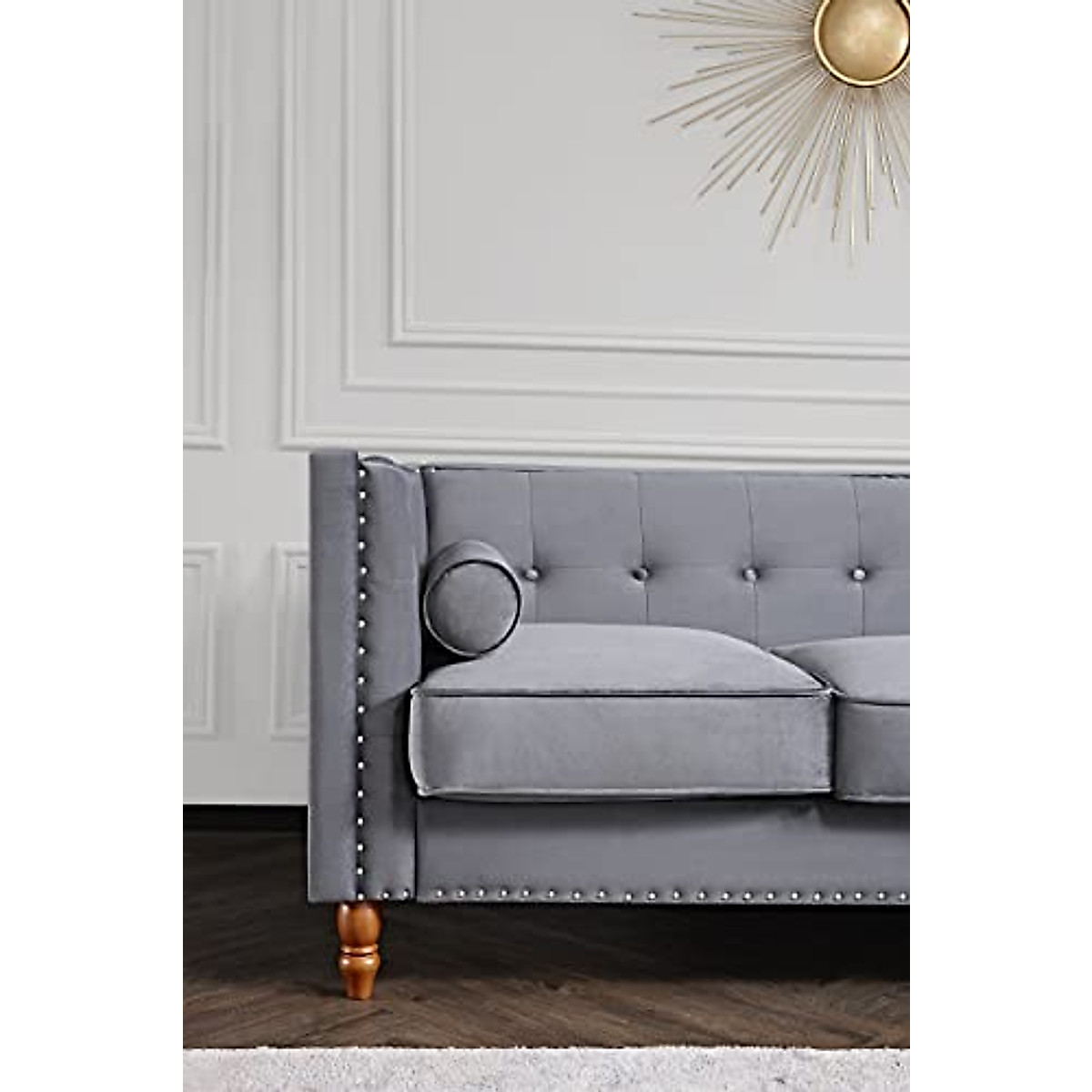 US Pride Furniture Modern Style 83'' Wide Living Room 3 Seater Grey Soft Cushion & Solid Wood Legs (S5369N-S5372N S) Sofas
