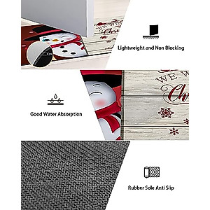 Christmas Bath Mat for Tub,Non Slip Bathroom Floor Runner Rug Quick Dry & Absorbent Diatomaceous Earth Shower Sink Kitchen Washable Doormat,Xmas Snowman Winter Snowflake Santa Reindeer Red 16"x47"