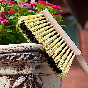 Harrison Greys Cleaning Brush, 14.2'' Hand Broom with Medium-Soft Bristles, Wooden Handle, Multi-Purpose Dusting Brush for Home and Professional Use