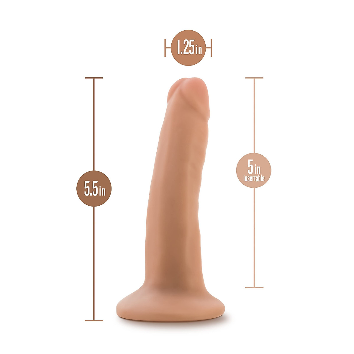Blush Novelties Dr. Skin Plus - 5 Inch Realistic Posable Dildo - Suction Cup Base for Hands Free Play and Harness Compatible - Triple Density and Flexible Sex Toy for Him Her Couples