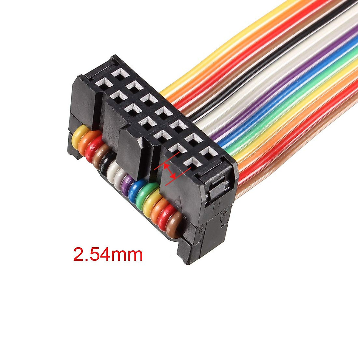 uxcell IDC Rainbow Wire Flat Ribbon Cable 14P D-type FC/FC Connector 2.54mm Pitch 1m/39.3inch Length