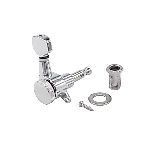 6R Inline Chrome Guitar Locking Tuners Tuning Pegs Keys Machine Heads Right Hand for Fender Stratocaster Telecaster Style Electric Guitar Chrome