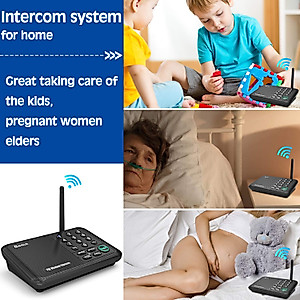 Intercoms Wireless for Home, Home Intercom System Wireless, 5280 Feet Long Range House Intercom System for Business, Two Way Wireless Intercoms for Office, Wireless Room Monitor