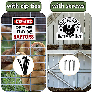 2 Sets Chicken Coop Signs Aluminum Chicken Coop Accessories The Fluffy Butt Hut Yard Signs Beware of Tiny Poultry Funny Signs for Farm Rooster Hen House Decoration, 12 x 8 Inches