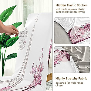 xigua Eiffel Tower and High Heels Surrounded by Butterflies Chair Covers for Dining Room Stretch Chair Slipcovers Removable Washable Anti-dust Kitchen Chair Cover Decorative Seat Protector Set of 4