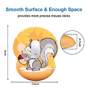 Mini Mouse Pad Wrist Support,Ergonomic Gaming Mouse Pad, Anime Mouse Mat Gel Filled with Non-Slip Base for Office,Home 9 * 7inch (Squirrel)
