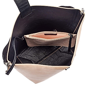Sydney Love Colorblock Vegan Leather Bucket Hobo & Wristlet, Blush/Black