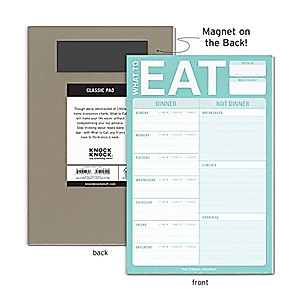 Knock Knock What to Eat Pad (Mint Green), Magnetic Meal Planning Note Pad with Magnet, 6 x 9-inches