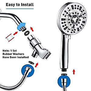 Sosirolo High Pressure Shower Head with Handheld, 8 Spray Settings + 2 Power Jet Modes Shower Heads, 5.04" Detachable Showerhead Set with Stainless Steel Hose and Adjustable Bracket