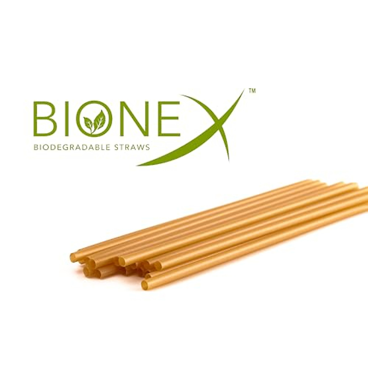 Bionex - Premium Biodegradable Sugarcane Straws, USDA BioPreferred, (8" Length straw), (100 straws/box) Alternative to Plastic