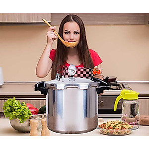 GHKWXUE 15quart High capacity pressure cookers with cooking rack canning canner gauge Explosion proof safety valve Extra-large size great for big jobs,Compatible:natural gas-open flame,silver,(NH-31)