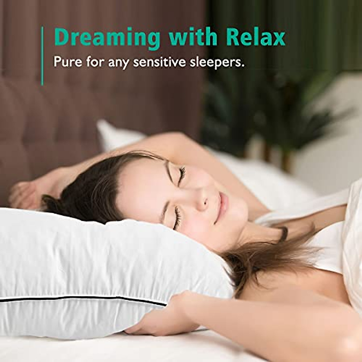 APSMILE Goose Feather Down Pillows -Single Pack Soft Bed Pillows for Sleeping 100% Organic Cotton Standard Size Hotel-Quality Pillows Insert for Stomach/Back Sleepers